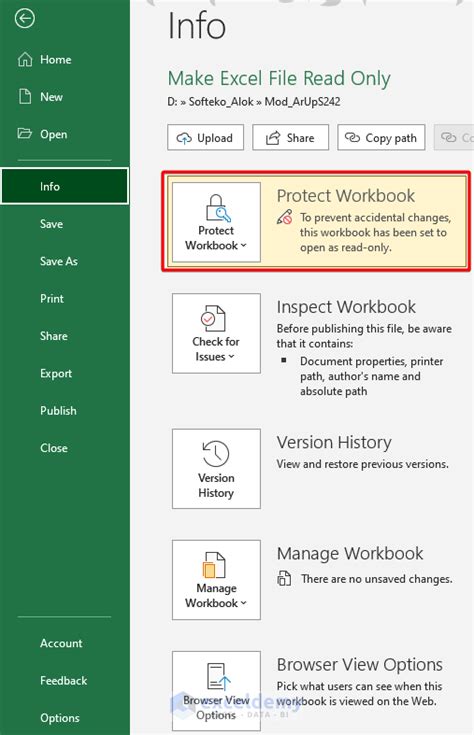 How To Make Excel File Read Only 2 Quick Methods Exceldemy