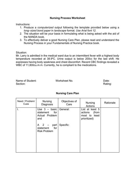 Nursing Process Worksheet 2020 Pdf Worksheets Library