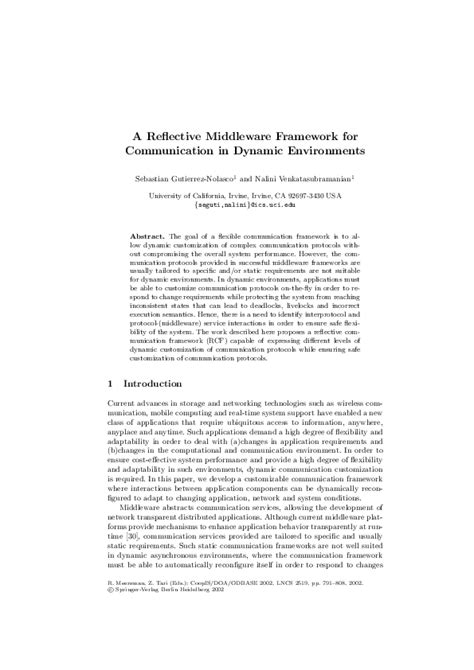 a reflective middleware framework for communication in dynamic environments
