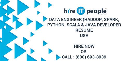 Data Engineer Hadoop Spark Python Scala And Java Developer Resume Hire It People We Get It