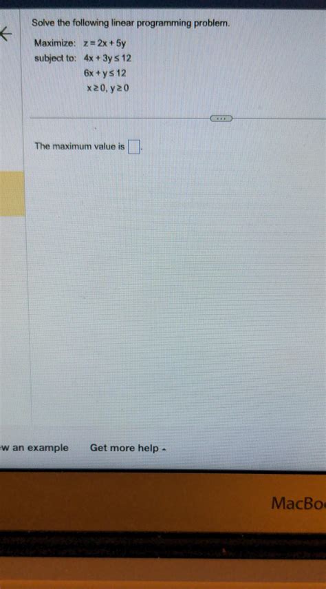 Solved Solve The Following Linear Programming Problem