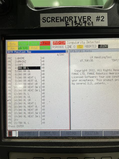 fanuc robot programmers when trying move to a position register from