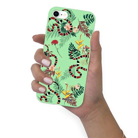Sur Coque Silicone Liquide Pour Iphone Iphone Se Serpents Et Fleurs Evetane