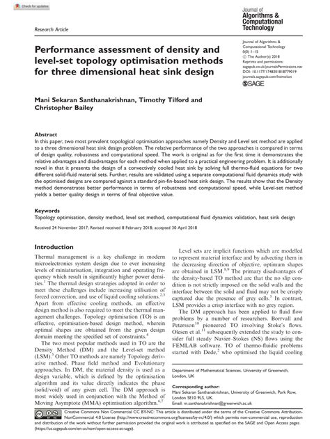 Pdf Performance Assessment Of Density And Level Set Topology Optimisation Methods For Three