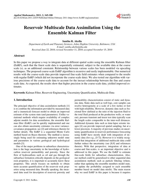 Pdf Reservoir Multiscale Data Assimilation Using The Ensemble Kalman