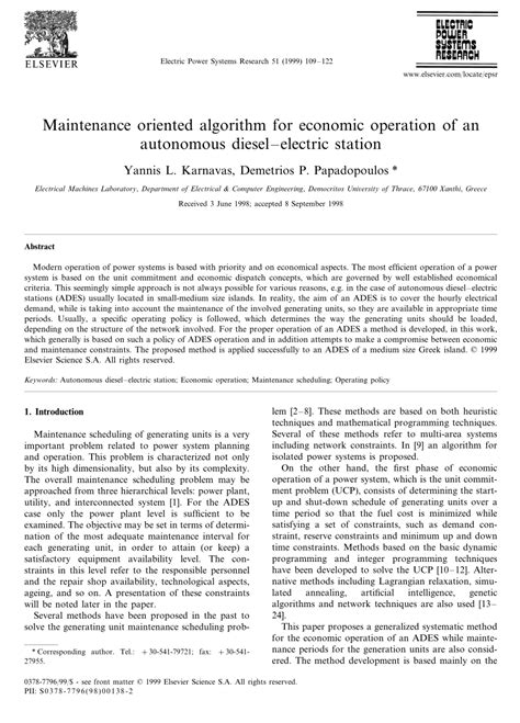 Pdf Maintenance Oriented Algorithm For Economic Operation Of An