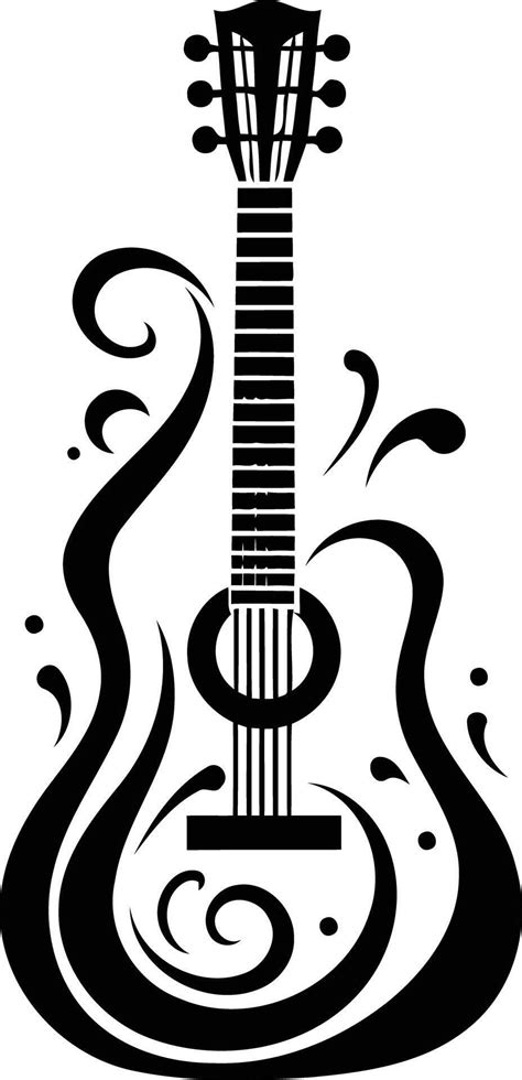 A Stylized Silhouette Of A Guitar With Ornate Floral Designs Perfect