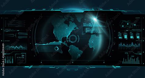 Gui Hud Futuristic Interface Earth Globe World Stock Vector Adobe Stock