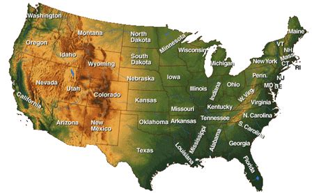 United States Physical Regions Map