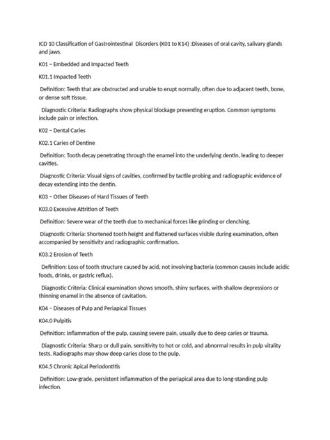 Icd 10 Classification Of Gastrointestinal Disorders Pdf Human Tooth