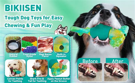 Bikiisen Dog Toys For Aggressive Chewers Interactive Dog Chew Toys For