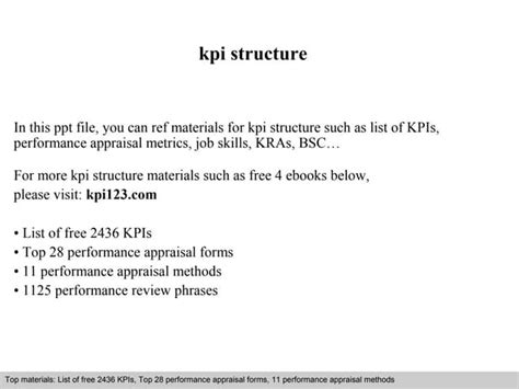 Kpi Structure Ppt