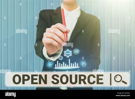 hand writing sign open source word for denoting software which
