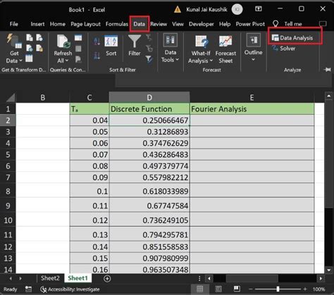 How To Perform Fourier Analysis Using Data Analysis Tab In Excel