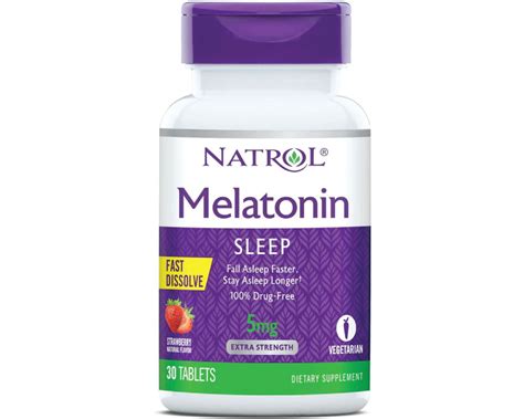 Melatonin Fast Dissolve 30 Strawberry Tablets 5mg Natrol