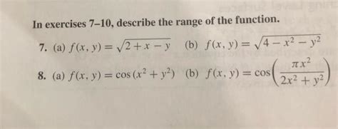 Solved In Exercises Describe The Range Of The Chegg Com