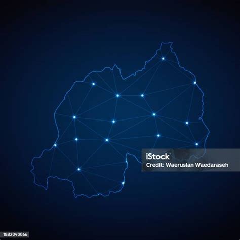 추상 Wireframe 메쉬 다각형 지도 와 와 빛 와 도시 통하고 있는 진한 파란색 배경 벡터 일러스트 레이 션 Eps10 0명에 대한 스톡 벡터 아트 및 기타 이미지