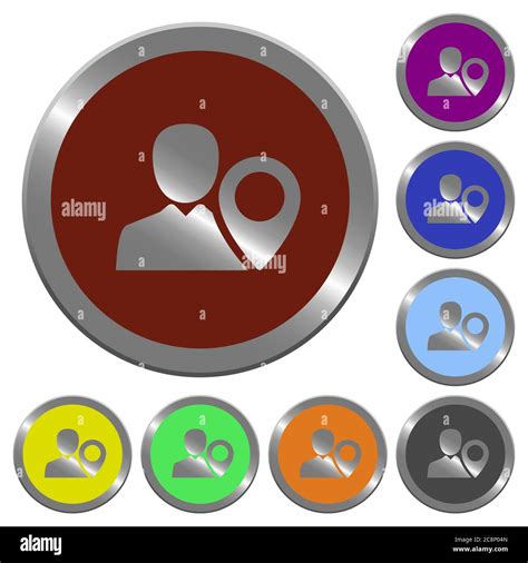 Set Of Color Glossy Coin Like User Location Buttons Stock Vector Image And Art Alamy
