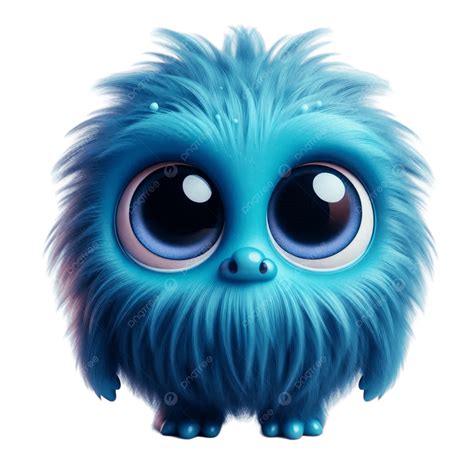 Cute Blue Monster With Big Eyes And Fur Clipart Illustration Cute Blue