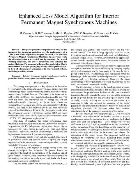 Pdf Enhanced Loss Model Algorithm For Interior Permanent Magnet