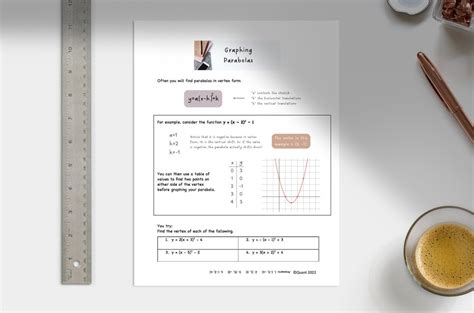 Graphing Parabolas Practice Etsy