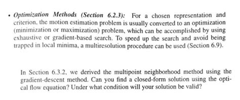 Optimization Methods Section 623 For A Chosen