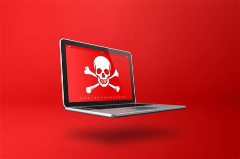 Premium Photo Laptop With A Pirate Symbol On Screen Hacking Concept