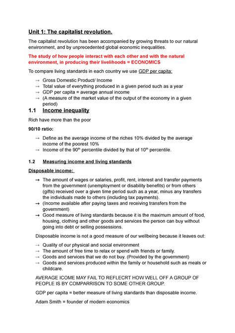 Ekonomie Notas Class Notes And Summaries Of The Slides And Notes From The Handbook Unit 1