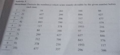 Solved Activity 3 Directions Encircle The Numbers Which Isare