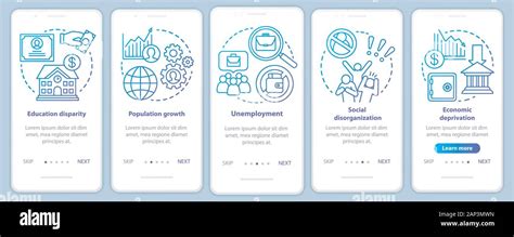 Social Problems Onboarding Mobile App Page Screen With Linear Concepts