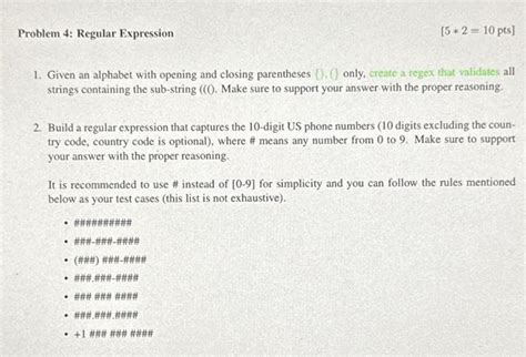 solved roblem 4 regular expression [5∗2 10pts] 1 given an