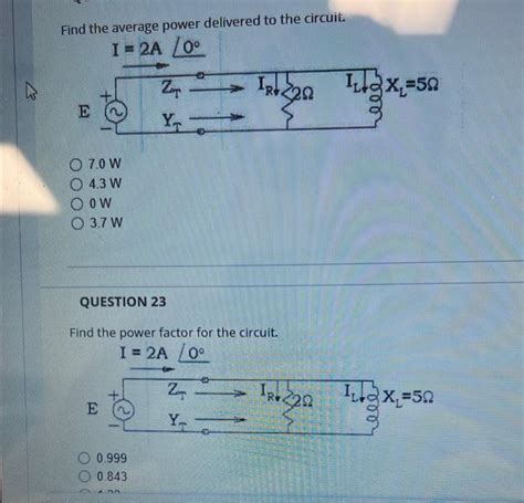 Solved Find The Average Power Delivered To The Circuit Chegg