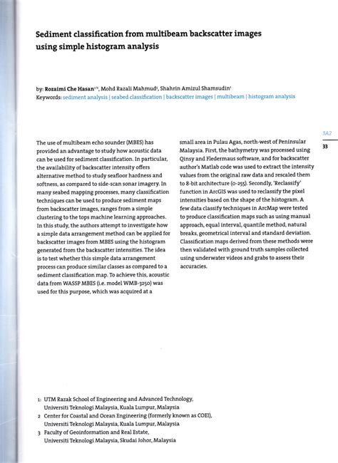 Pdf Sediment Classification From Multibeam Backscatter Images Using