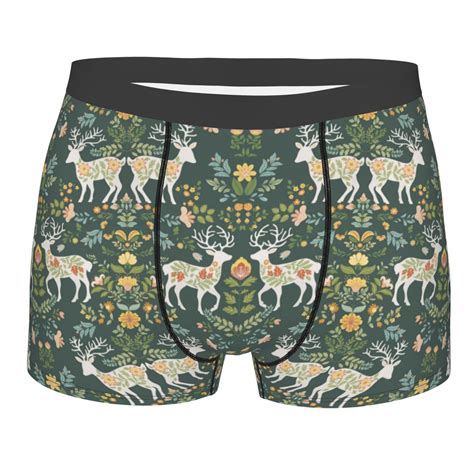 Junzan Deer And Flowers Mens Underwear Boxer Briefs For Mens Medium