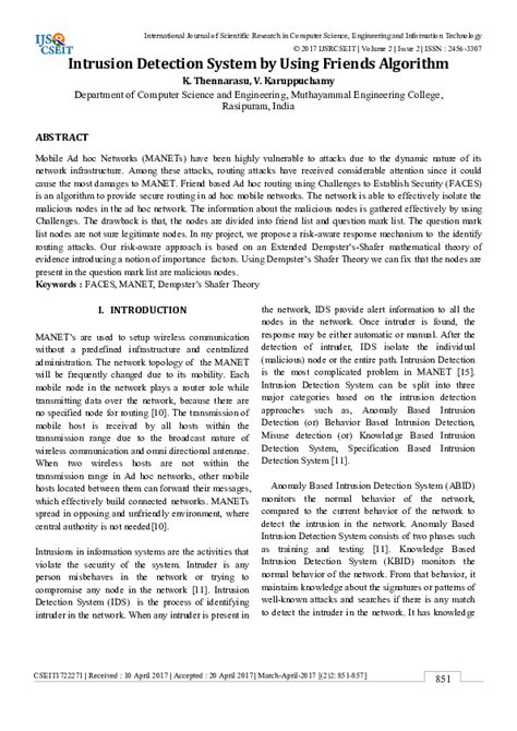 Pdf Intrusion Detection System By Using Friends Algorithm
