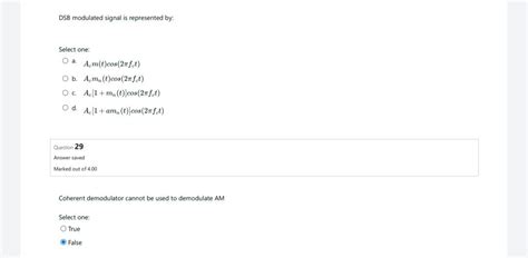 Solved Dsb Modulated Signal Is Represented By Select One