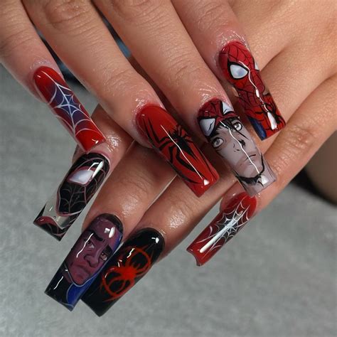 Spider Man Nails Superhero Nails Marvel Nails Country Acrylic Nails