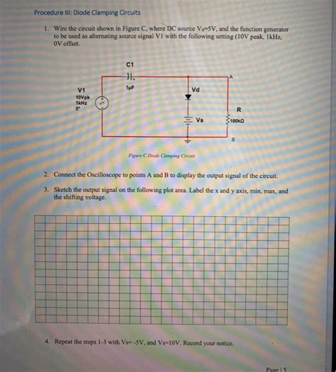 Solved Procedure Iii Diode Clamping Circuits 1 Wire The