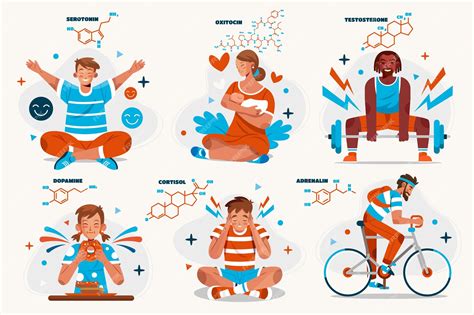 Premium Vector Hormones And Molecules Flat Cartoon Composition Set