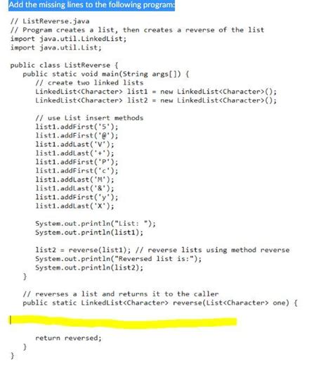 Solved Add The Missing Lines To The Following Program Chegg