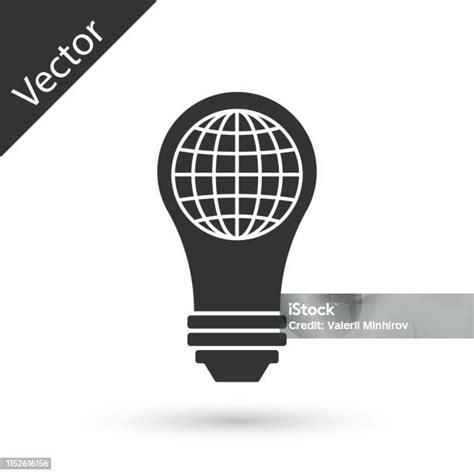 흰색 배경에 고립 된 내부 세계 지구본 아이콘으로 회색 전구 램프에 행성 지구 글로벌 생태 개념입니다 벡터 일러스트 0명에 대한 스톡 벡터 아트 및 기타 이미지 Istock