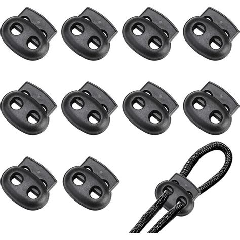 10 Pack Toggles For Drawstrings Plastic Spring Cord Locks Double Holes Cord Locks For