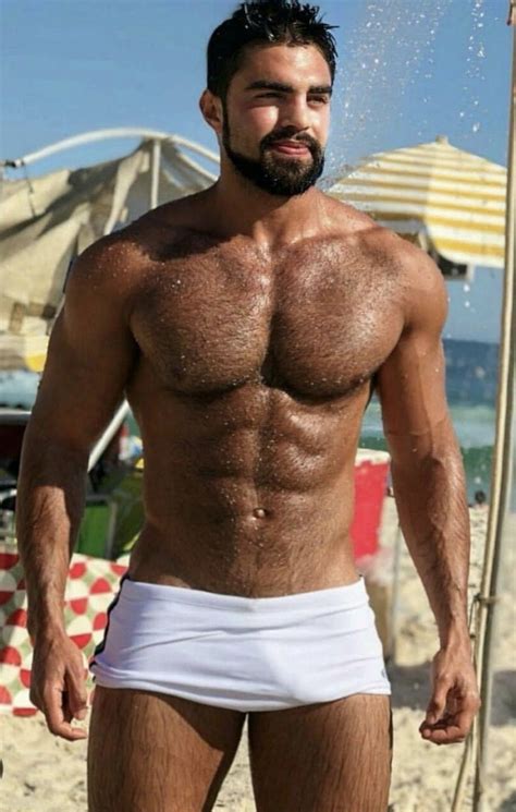Fit Hairy Men — Clipped Beach Fur With White Shorts
