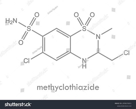 Methyclothiazide Structure Thiazide Diuretic Drug Molecule Stock Vector