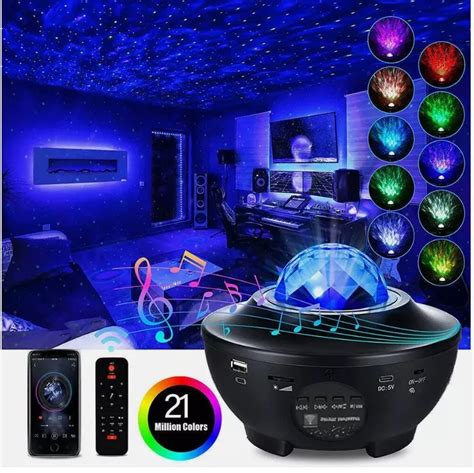 Cornucopia Starry Sky Laser Lampa Sa Bluetooth Muzikom I Vodnim Talasima