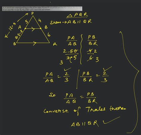 Solved A And B Are Respectively The Points On The Sides Pq And Pr Of A