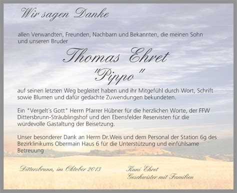 Thomas Ehret Traueranzeige Franken De