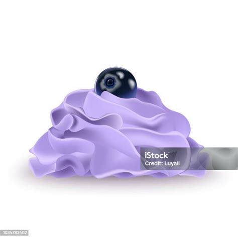 휘 저 었 다 크림 케이크 컵 케 익 요구르트 아이스크림 위에 블루베리 상세한 3d 그림 흰색 절연입니다 웹에 대 한 요소를 디자인 하거나 포장을 인쇄 합니다 3차원 형태에