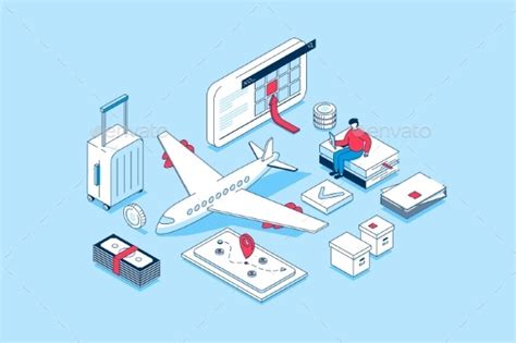 Booking Flight Isometric Concept Vectors Graphicriver