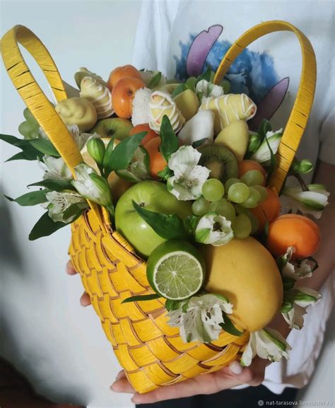 Оформление фруктовой корзины своими руками 85 фото